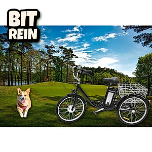 Adult Electric Trikes 24 inch Three-Wheeled Bicycles Cruise 36V 12AH Removable Lithium Battery, Battery Life, Large Basket for Adults Seniors Elderly Exercise Bike (BB2)