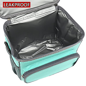 FlowFly Insulated Reusable Lunch Bag Adult Large Lunch Box for Women and Men with Adjustable Shoulder Strap,Front Zipper Pocket and Dual Large Mesh Side Pockets,Daisy