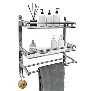 Well Set Stainless Steel Storage Shelves Household Toilets Vanity Tables Towel Holder Double Layer Wall Mount Racks For Bathroom