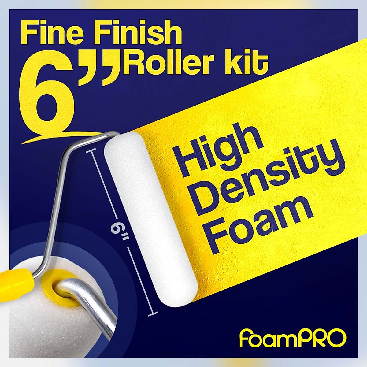 Foampro 6” Fine Finish Paint Roller Kit | 1 Plastic Paint Tray, 1 Roller Handle, 10 Foam Rollers | Foam Roller Kit w/Roller Pan | Home Painting Supplies & Paint Tools, Multicolor, 175 (175KIT)