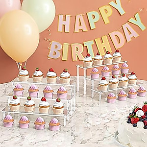 Aredpoook Acrylic Display Risers, 3 Tier Perfume Organizer Stand, Clear Cupcake Stand Holder, Large Shelf Risers for Figures, Dessert Shelves for Party, Riser Stand for Decoration and Organizer