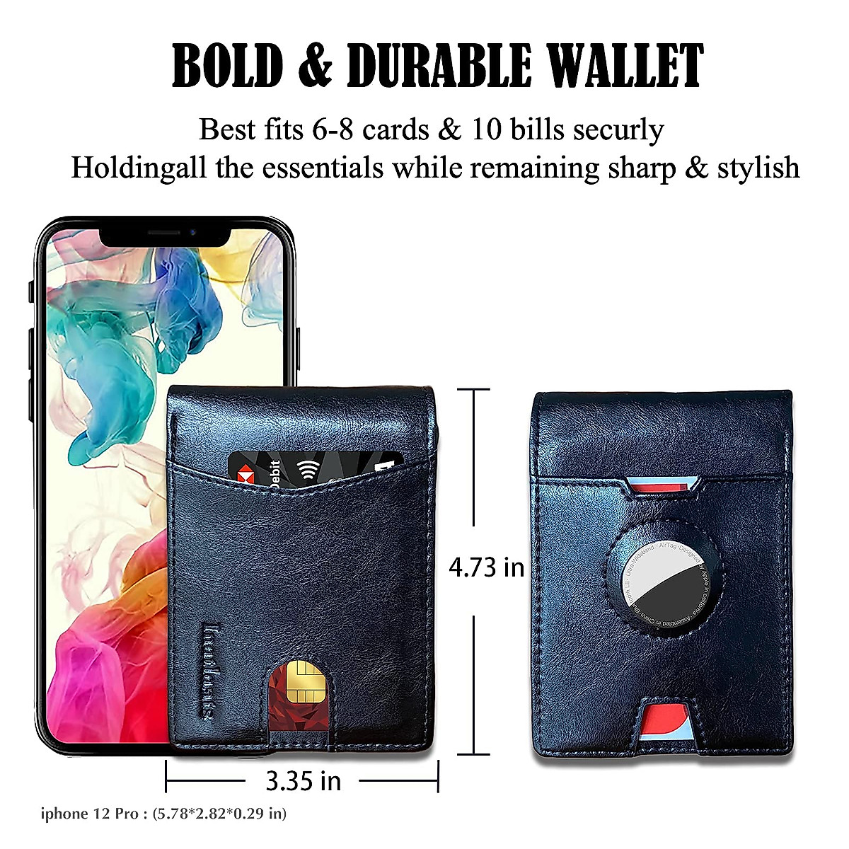 Bifold AirTag Wallets with RFID Blocking, Slim Front Pocket with Built-in Case Holder for Airtag (Airtag is not included)