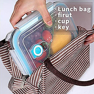 Lunch Bags,Waterproof Foldable Lunch Bag for Women,Use for Fruit,Snacks,Milk,Tissue Paper,Keys,Cards，Coffee Stripes