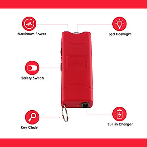 Magicutlery Mini Stungun Flashlight Less Lethal Tazor Keychain for Women and Men Like Taxer Kit Stun Baton Fun Stick USB Recharge ShipFreeGlobal (RED)