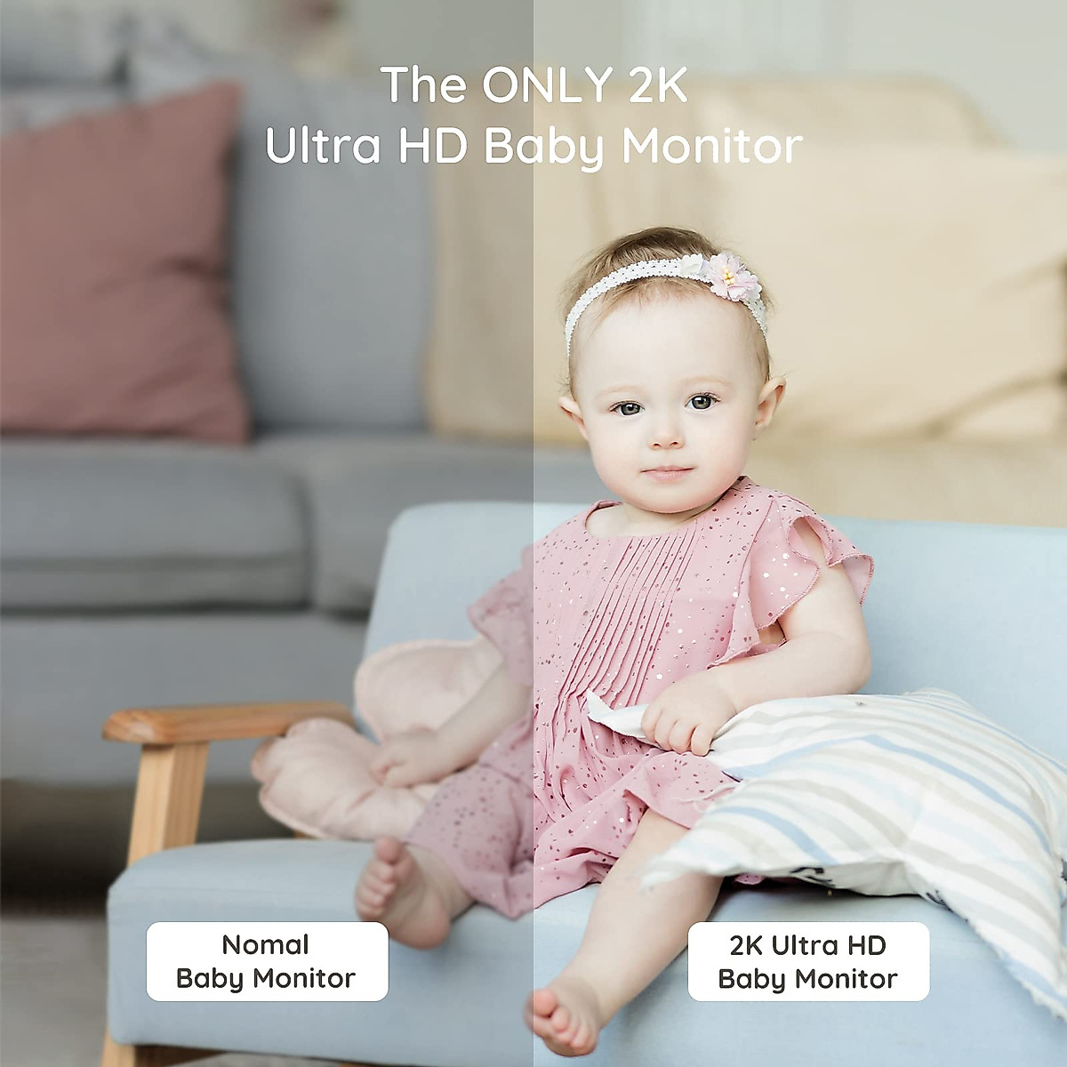 Simshine Baby Monitor - Wi-Fi HD Video Camera, 2K Smart Baby Camera Monitor with 360° Rotation, Crying Detection and Sleep Analytics Two-Way Audio Compatible with iOS & Android