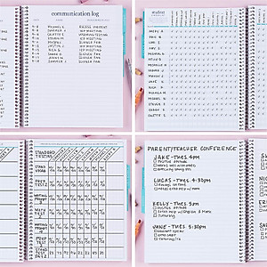 Erin Condren 7x9 Teacher Record Book, Communication Logs and Student Checklists Layouts With Lined and Graph Sections for Writing and Note Taking, Platinum Coiled, Rainbow Heart Cover