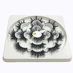 DAODER False Eyelashes Fluffy Faux Mink Lashes 3D Wispy Lashes 7 Pairs Pack Dramatic Long Thick Volume Fake Eye Lash Multipack