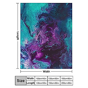 Galaxy Purple Teal Turquoise Flannel Fleece Throw Blankets 50"X40" Lightweight Fluffy Winter Fall Blanket Cozy Soft Fuzzy Plush Home Decor for Couch Bed Sofa Bedroom Living Room Travel