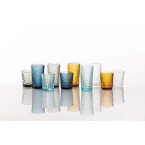 Fortessa Malcolm Double Old Fashioned Cocktail Glass 6 Pack, 11.5-Ounce, Pool Blue