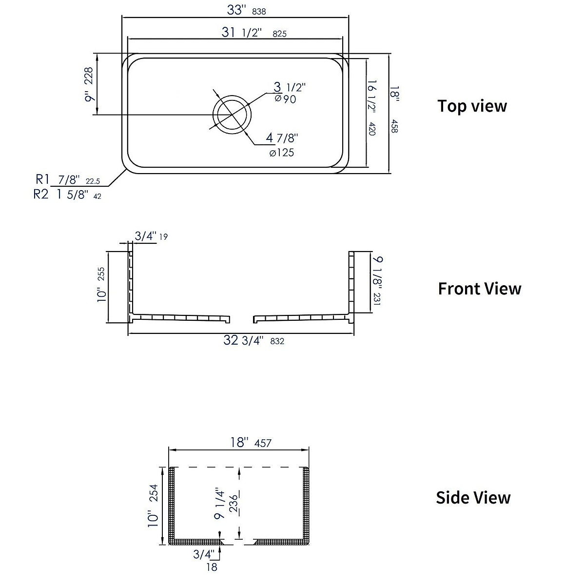 ALFI brand ABF3318S-GM Kitchen Sink, Grey Matte