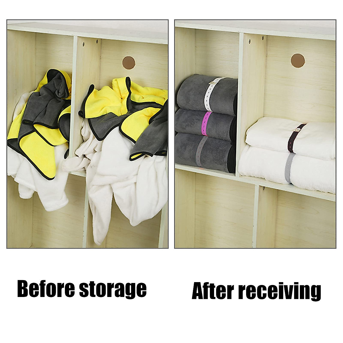 VSV stoage Adjustable Clothes Storage Elastic Band, Roll-up Clothing Storage Strap with Button and Buttonholes, Space Saver, Connatable Strap for Drawer, Closet and Travel Luggage, Grey