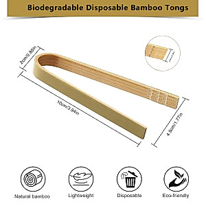 20 Pieces 10 cm Disposable Bamboo Tongs Kitchen Utensils Bread Tongs Natural Bread Tongs for Fruits Tea Toasted Bread Kitchen