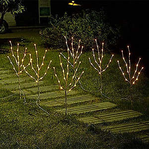 Vanthylit 3PK 30'' Lighted Birch Twig Branches with 60 LED Warm White Bulbs Waterproof Adapter in for Outdoor and Indoor Decor
