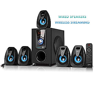 beFree Sound 5.1 Channel Bluetooth Surround Sound Speaker System in Blue