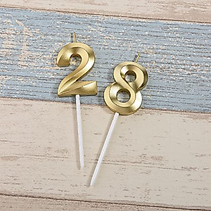 Gold 28th & 82nd Birthday Candles,Gold Number 28 82 Cake Topper for Birthday Decorations Party Decoration