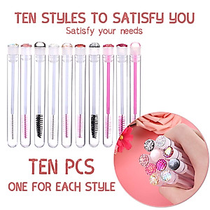Dming 10pcs Eyelash brush Lash Wand Makeup tool Eyelash Extension supplies Cleaning brush Diamond Mascara mix color