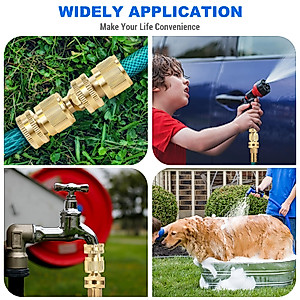 Fertoriy Garden Hose Quick Connect Fittings, Brass Hose Quick Connects Fittings, Easy Connect & Disconnect Water Hose Connector Male Female, No-Leak 3/4 Inch GHT Quick Release Hose Connectors