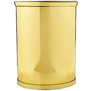 Kraftware Polished Brass Designer 14” Oval Wastebasket for Home & Office (76074)