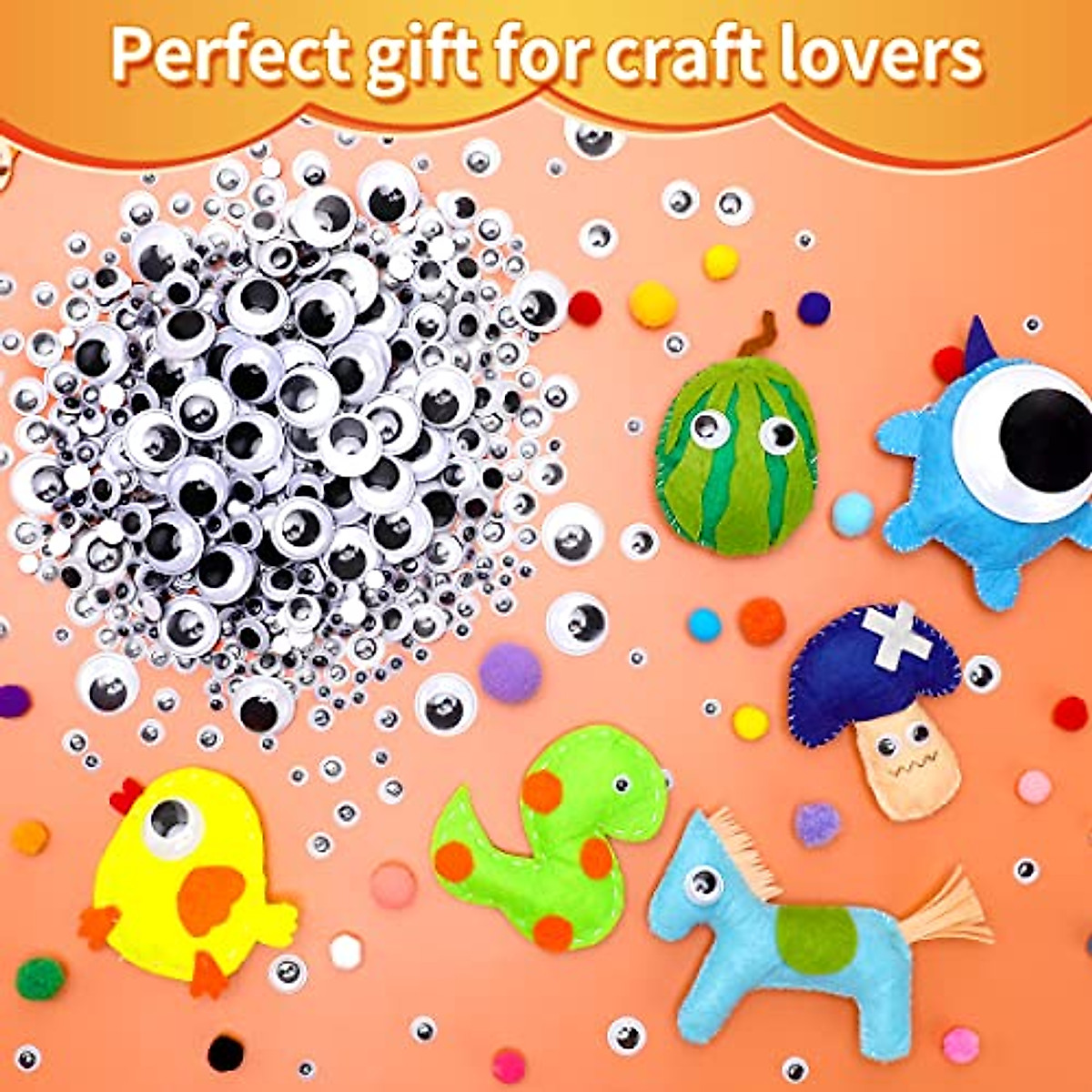 Iooleem 300pcs 20mm Googly Wiggle Eyes Self Adhesive, Wiggle Eyes, Googly Eyes, Googly Eyes for Crafts.