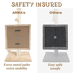 ANWA 32" Tall Cat Scratching Posts for Indoor Cats, 3-in-1 Cat Scratching Post with Plush Toys, Premium Sisal Post for Cats at All Ages with Reinforced Stable Base