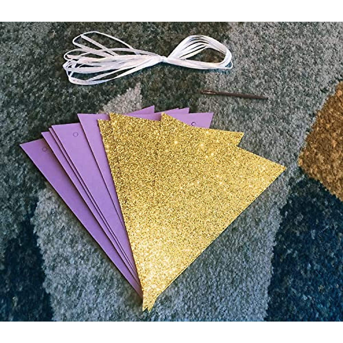 Graduation Party Decorations Purple Gold 2023 NYU/Purple Gold Birthday Party Decorations for Women/2pcs Triangle Bunting Banners for Women's 40th/50th Birthday Purple Gold Wedding Decorations