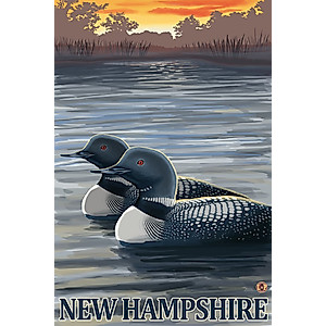 Lantern Press New Hampshire, Common Loon, (24x36 Wrapped Canvas, Wall Decor, Artwork)