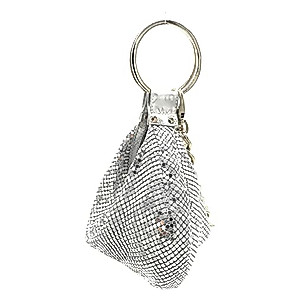Vintage Evening Clutch Hobo Bag Wristlet Bucket Purse formal handbag for Party Wedding Prom Banquet (Silver)