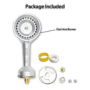 High Pressure Cast-Iron Propane Burner Head Connector Replacement Part for Round Bayou Classic Cooker Frames with Brass Fitting Orifice