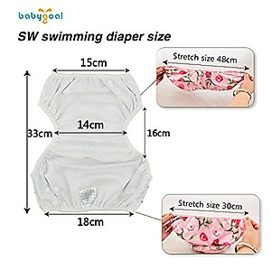 Babygoal Baby Girl Swim Diaper, Reusable Adjustable Washable Swim Underwear Fits 0-8M Baby Gifts and Swimming Lessons One Pack Small