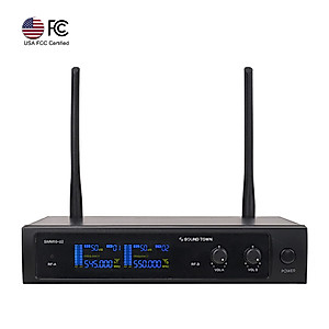 Sound Town SWM10-U2HH Professional Dual-Channel UHF Wireless Microphone System with 2 Handheld Mics, for Church, Business Meeting, Outdoor Wedding and Karaoke