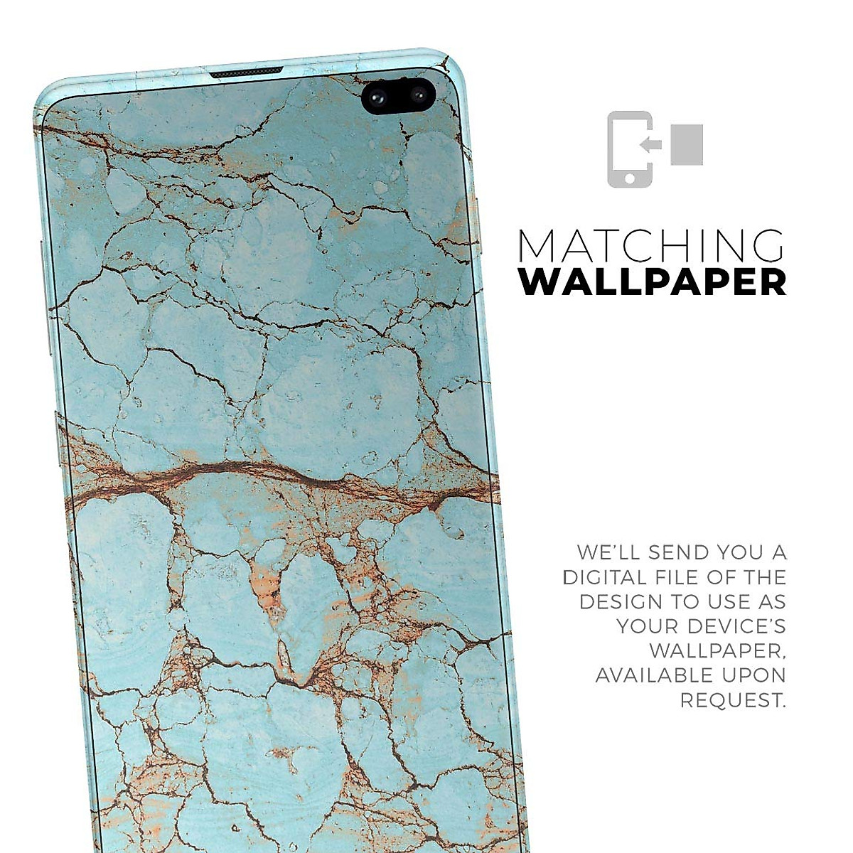 DesignSkinz Cracked Teal Stone Protective Vinyl Decal Wrap Skin Cover Compatible with The Samsung Galaxy S20 (Screen Trim & Back Glass Skin)