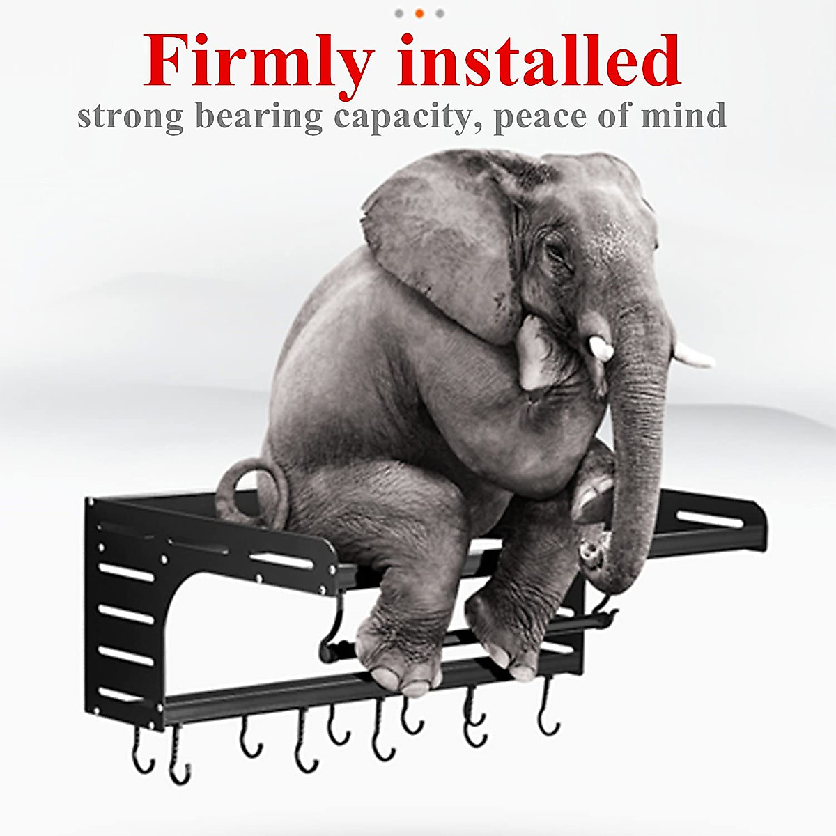 YYDSJFM Aluminum Microwave Oven Wall Mount Double Deck Shelf with Hooks,Kitchen Organizer Storage Holder Oven Bracket Wall Mounted Thickened (Black)