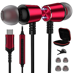 USB C Headphones for iPhone 15 Pro Max Samsung S20 FE S21 S22 S23 Ultra Z Flip Fold,APETOO HiFi Stereo in-Ear Type C Earphones Magnetic USB-C Earbuds with Mic Noise Canceling for Google Pixel Oneplus