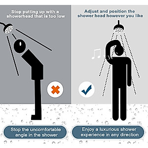 BRIGHT SHOWERS Brass Shower Arm Extender for Rain and Handheld Shower Head, 5 Inch Universal Shower Head Extension Arm, Height & Angle Adjustable, Chrome