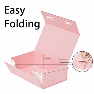 RYDDOY Pink Gift Box, 12x6x4'' Gift box for Presents with Lids Magnetic Closure Rectangle Collapsible for Bridesmaid Proposal Box, Wedding, Christmas, Halloween, Birthday Gift Packging