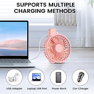 Passionbility Portable Handheld Fan - 2000mAh Personal Portable Fan Rechargeable, 180° Foldable USB Desk Fan with 3 Wind Speed, Battery Operated Fan for Travel Office Household