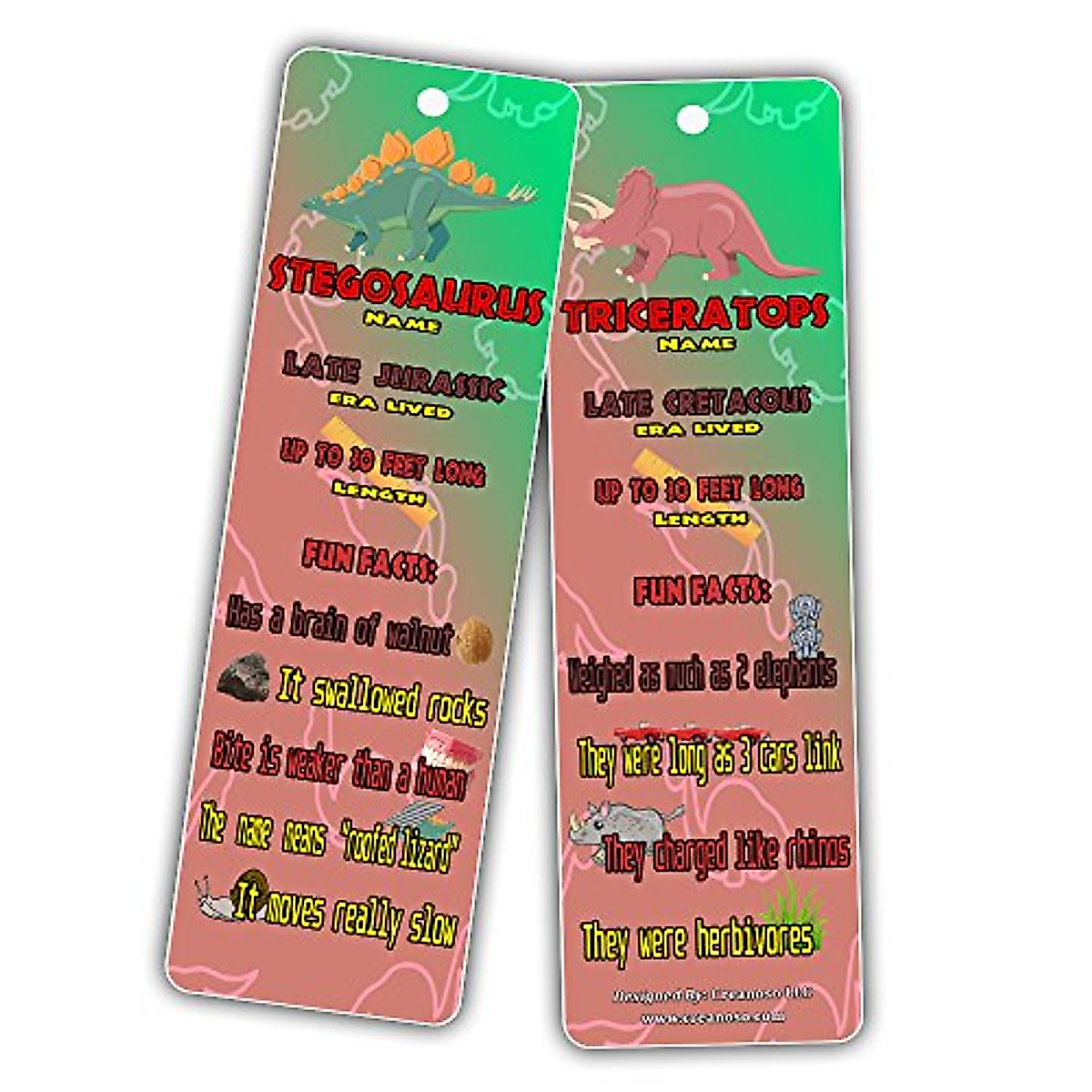 Dinosaur Fun Facts Bookmark Cards for Kids (12-Pack) - Jurassic World Bookmarker - Excellent Party Favors Teacher Classroom Reading Rewards and Incentive Gifts for Young Readers Kids Boys and Girls