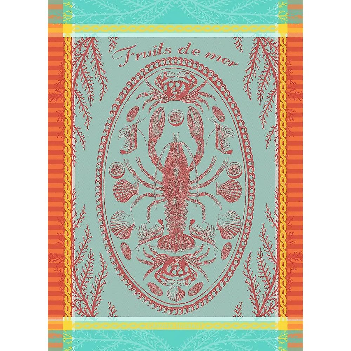 Garnier Thiebaut French Jacquard 100% Cotton Kitchen Towel Seafood Collection (Maree Basse Lagon)