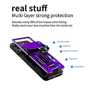 AICase for Samsung Galaxy Z Flip 4 Case, with Ring Kickstand and Camera Cover, Shockproof Flip Phone Case for Galaxy Z Flip 4 5G [Support Magnetic Car Mount], Purple