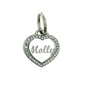 Custom Engraved Personalized Stainless Steel Small Heart Rhinestones Dog Cat Pet ID Jewelry Bling Tag