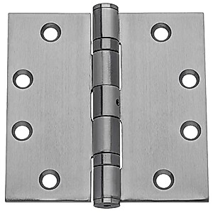 Dynasty Hardware Commercial Grade Ball Bearing Door Hinge 4-1/2 x 4-1/2 Full Mortise Stainless Steel, Non-Removable Pin - 3- PACK
