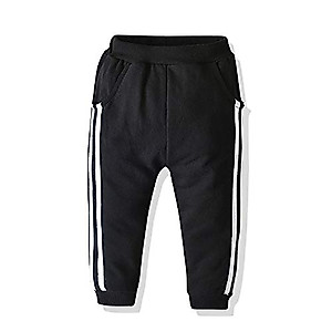 Moyikiss Studio Fashion Kids Baby Boys Girls Casual Clothes Zipper Sweatshirt+Trousers Set Striped Sportwear(Black,110/4T)