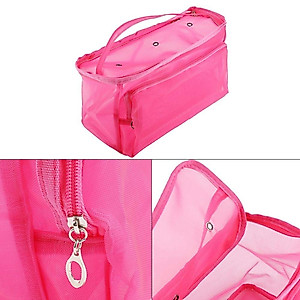 Fdit Knitting Bag Yarn Storage/Portable Tote Crochet 3 Holes Storage Bags to Protect Yarn Prevent Tangling(Rose Red)