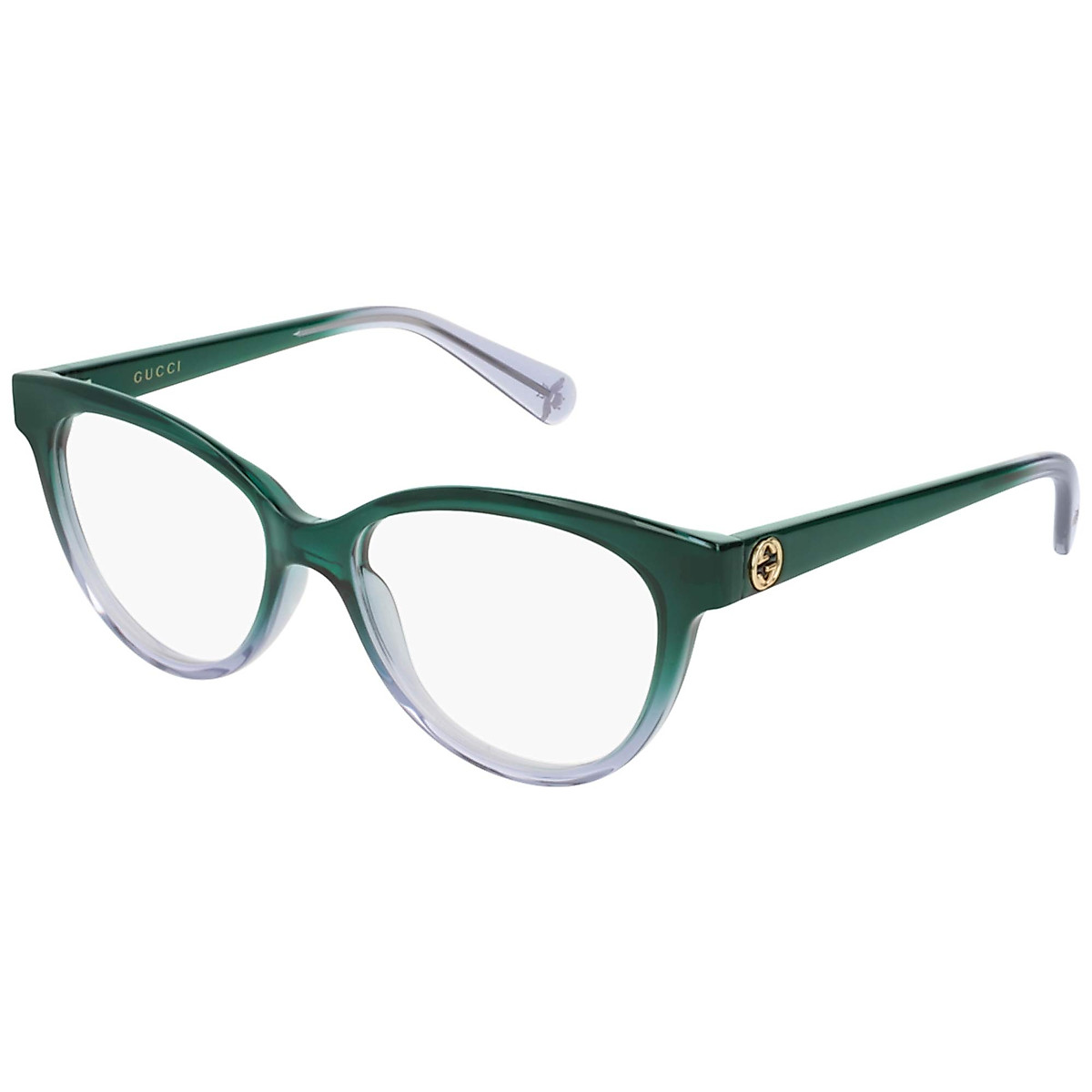 Gucci Gucci Logo GG 0373O 004 Green Plastic Cat Eye Eyeglasses 52mm