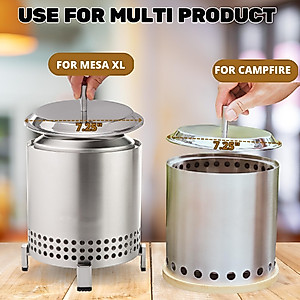 FirePit Lid for Solo Stove Mesa, Mesa XL. Tabletop Firepit Lid Keeps Out Leaves, Water, rain. Stainless Steel Handle Prevents Hand Burns Thickness 1mm, Heavy, Resistant to Sliding (Mesa XL+Campfire)