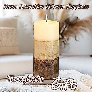 Pillar Candles Vanilla Cupcake Scented, Immeiscent Aromatherapy Candles, 60+ Hours Burn Long Lasting, Mottled Layered Candles for Home Scented, SPA, Restaurant, Set of 3 (Vanilla Cupcake 3"X6")