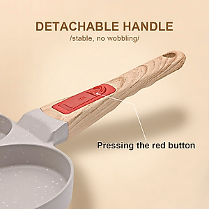 RANXINGST Egg Pan Induction, Non Stick 4 Cup Pancake Pan with Detachable Handle Burger Pan Egg Frying Pan for Breakfast - White