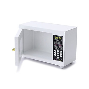 Miniature Microwave Dollhouse Accessories Oven Mini Kitchen Furniture Appliance 1:12 Mini House Decoration Model Decor High Simulation Accessories Ornaments (White)