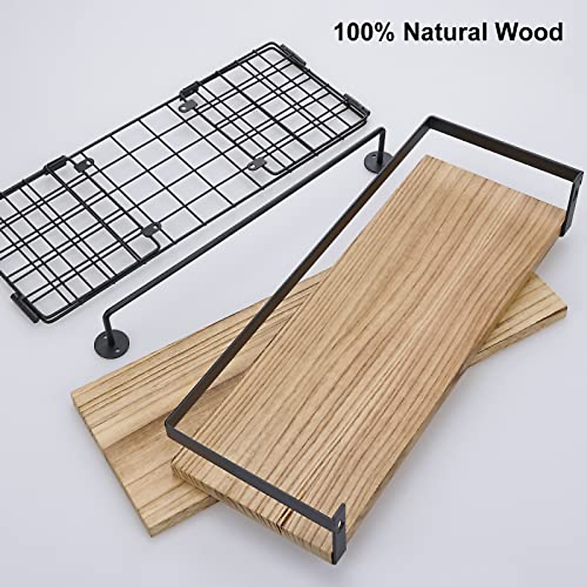 Fixwal 3+1 Tier Wall Mounted Floating Shelves with Metal Frame, Rustic Wood Bathroom Shelves Over Toilet with Wire Storage Basket and Towel Bar for Bathroom, Kitchen, Bedroom (Rustic Brown)