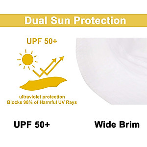 Simplicity Infant Hat Baby Girl Sun Hat Baby Boy Sun Hat White Baby Summer Hat Baby Sun Protection Bucket Hat with String and Wide Brim White Bucket Hat, White, 0-12 Months